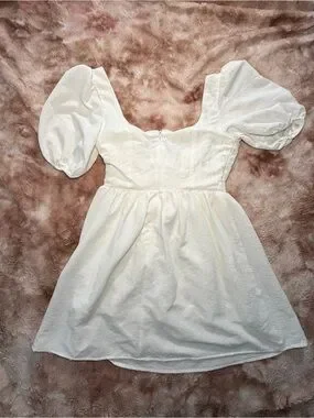 Lulus | Dresses | Lulus White Textured Puff Sleeve Mini Dress | Poshmark